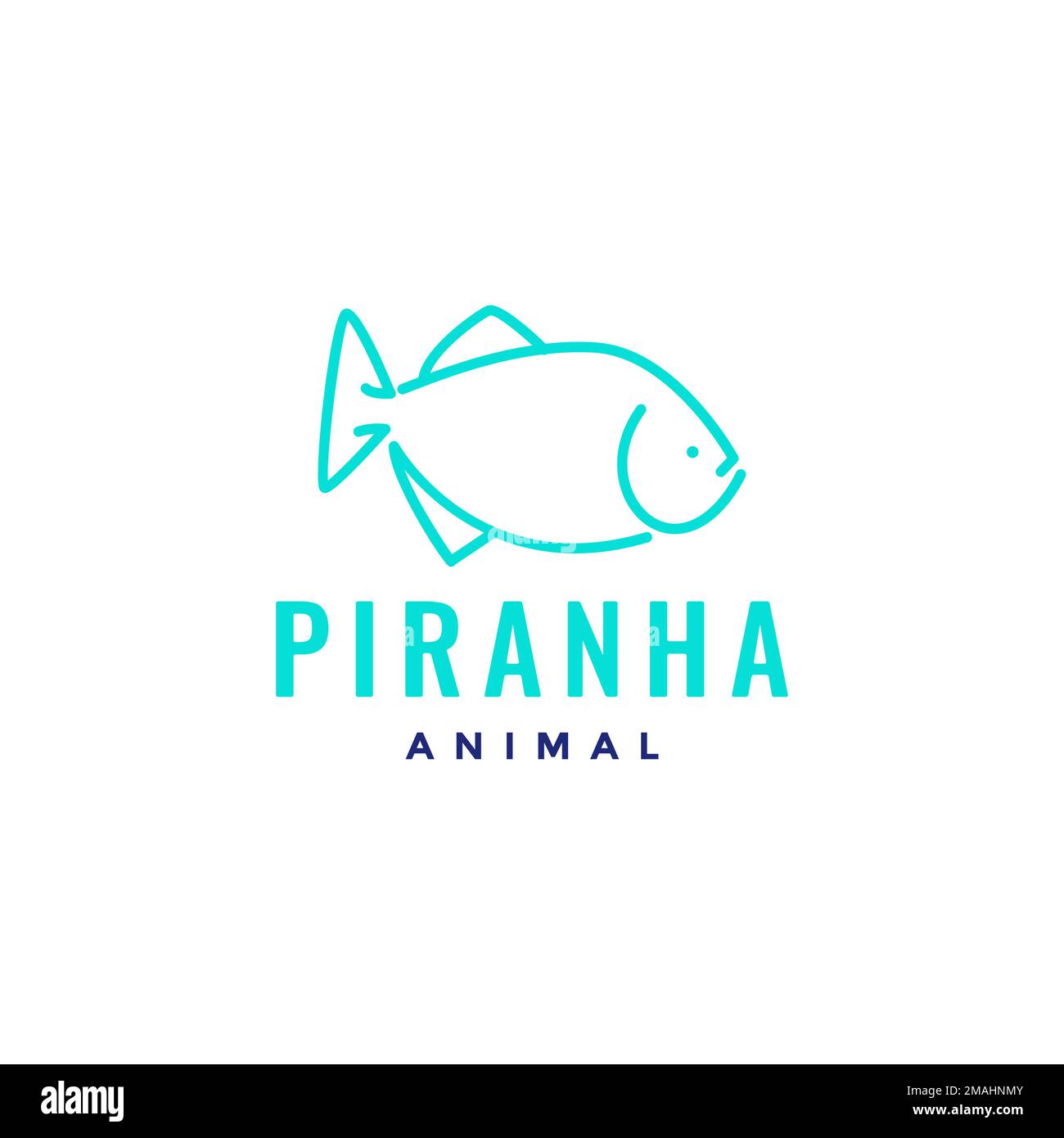 beach fish piranha animal creature water lake river danger minimal logo ...