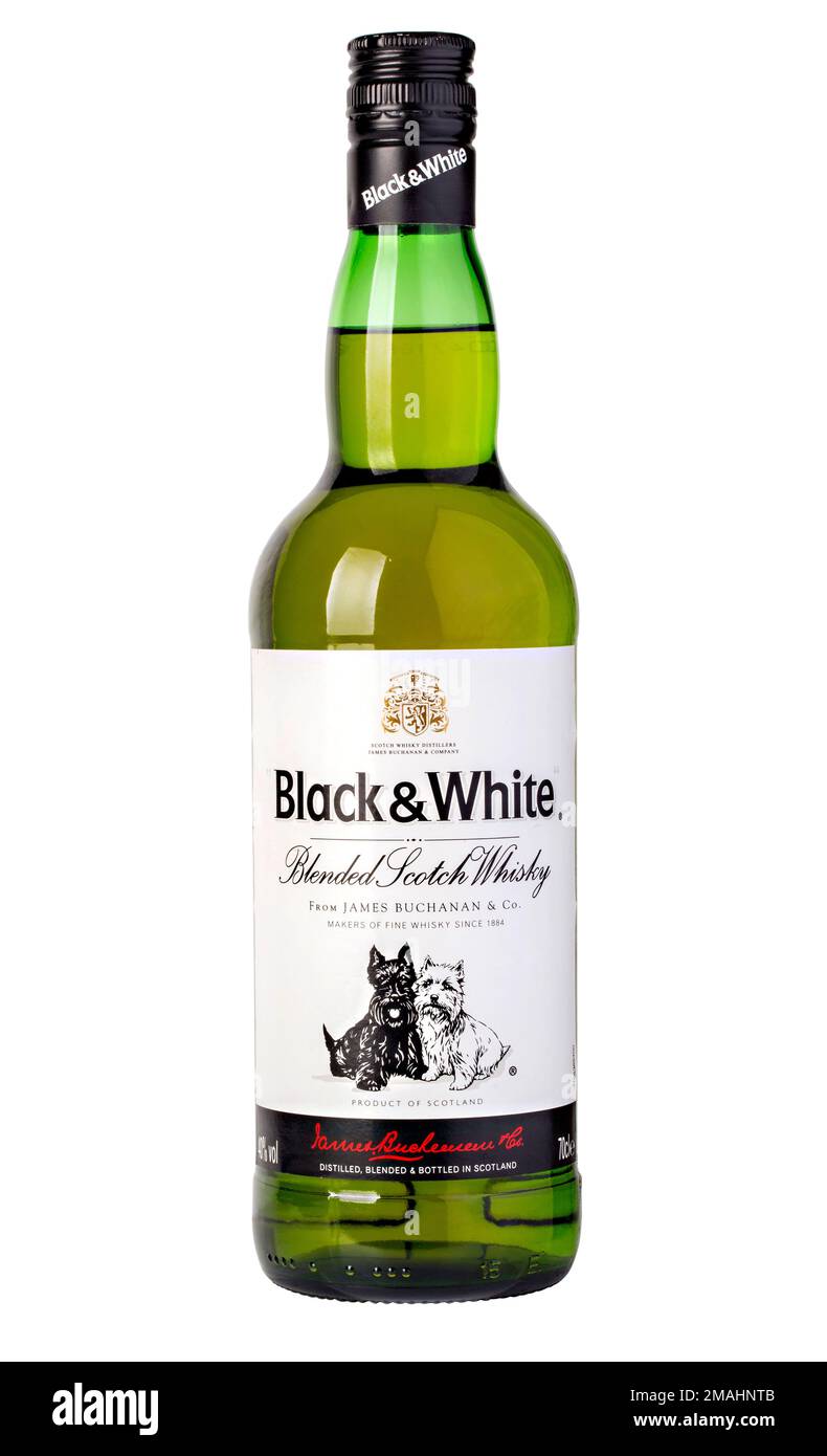 CHISINAU, MOLDOVA - DECEMBRIE 05, 2015: Black & White is a blended ...