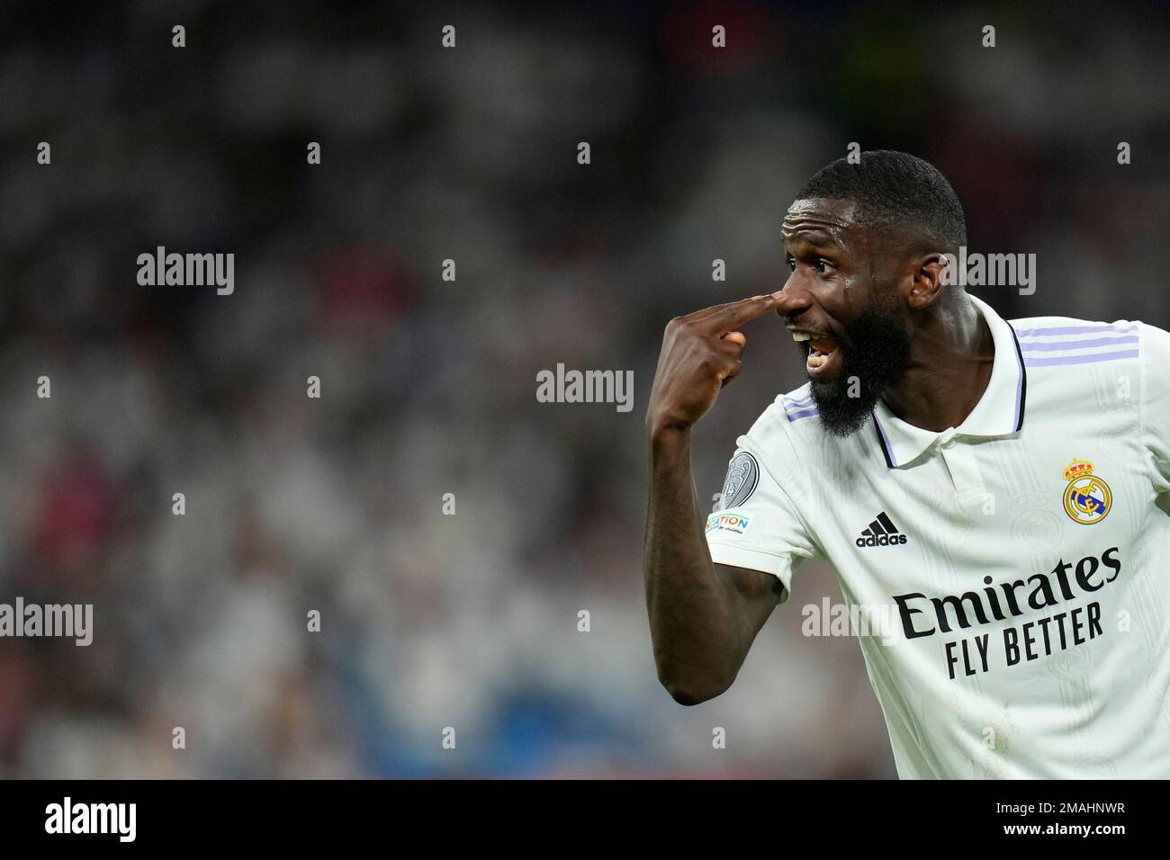 Real Madrid's Antonio Rudiger gestures during the Champions League ...