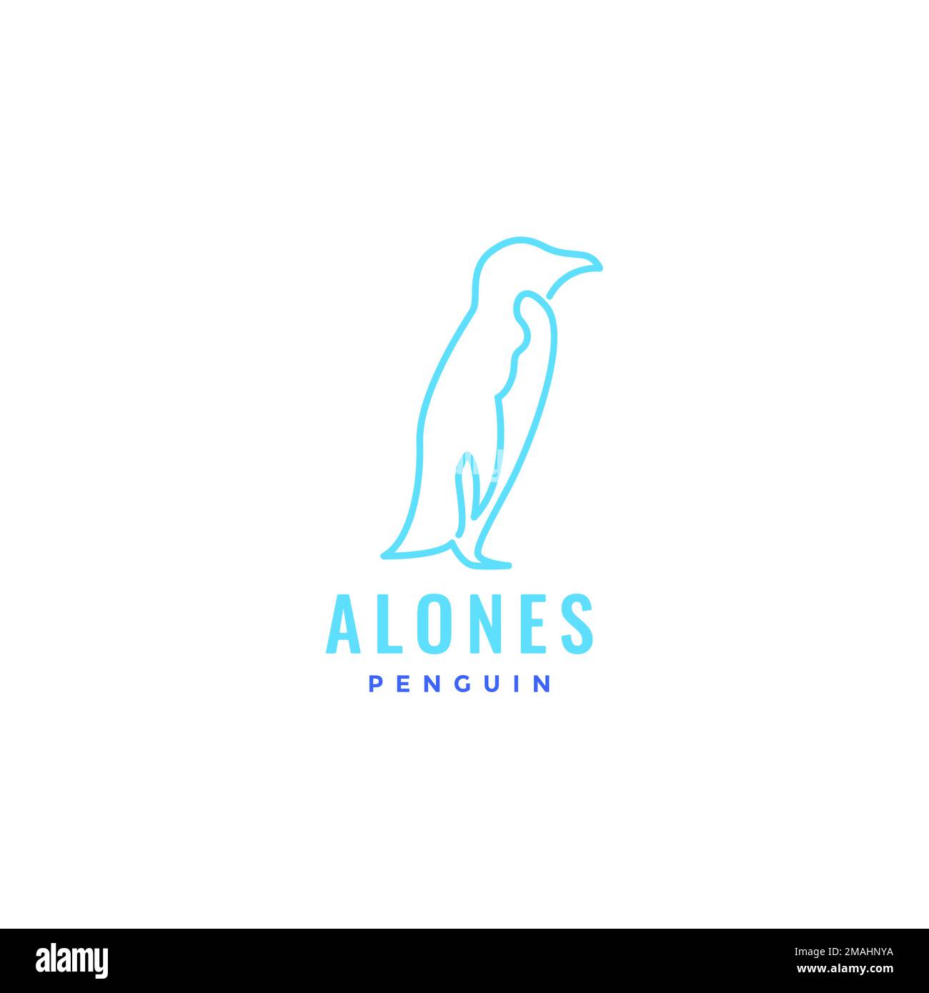 little penguin trying walking alone ocean habitats bird logo design ...