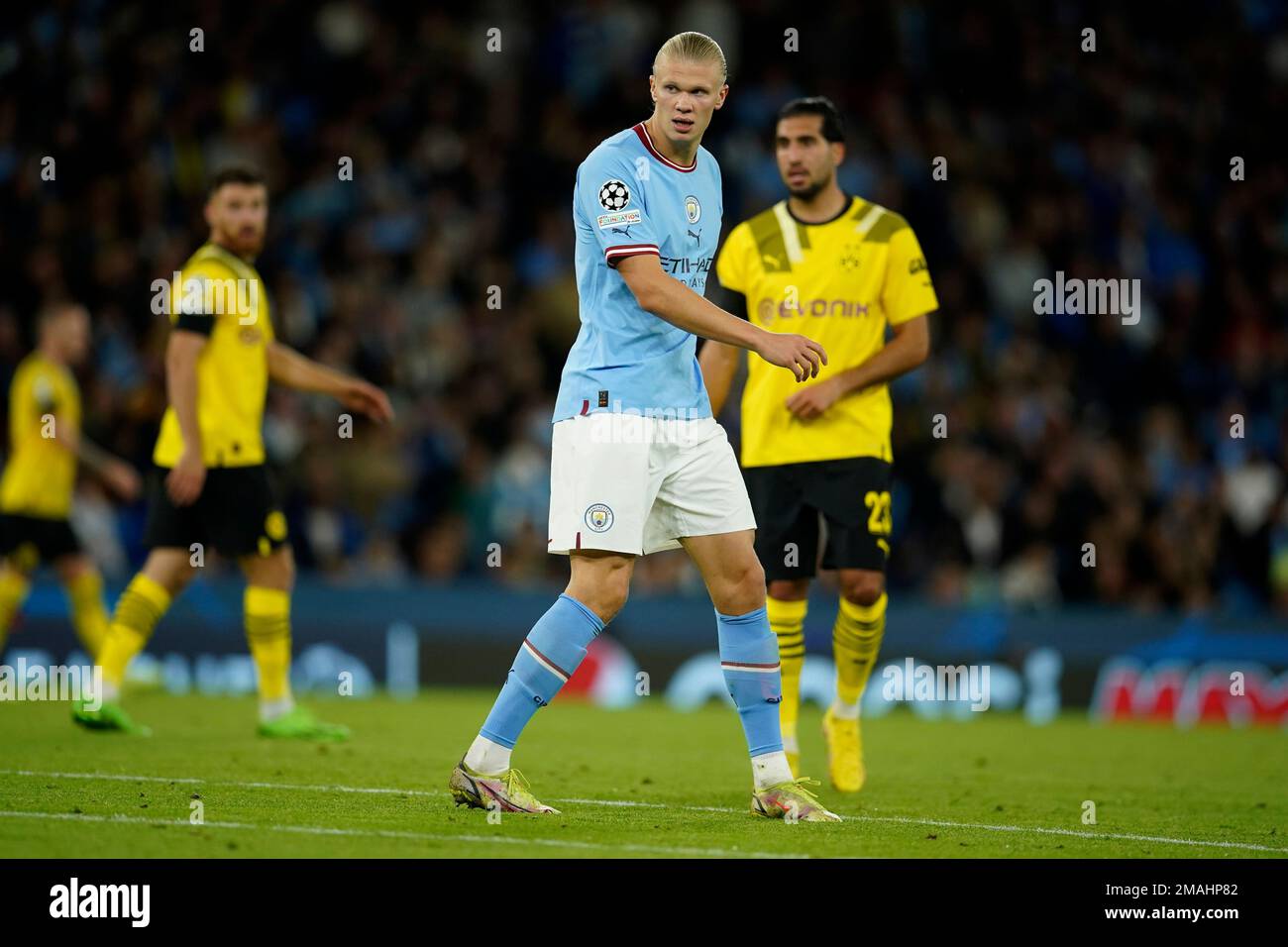 Manchester City's Erling Haaland, looks on during the group G Champions ...