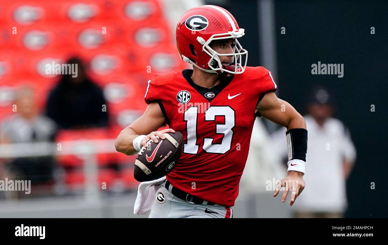 Georgia quarterback Stetson Bennett (13) is shown during an NCAA ...
