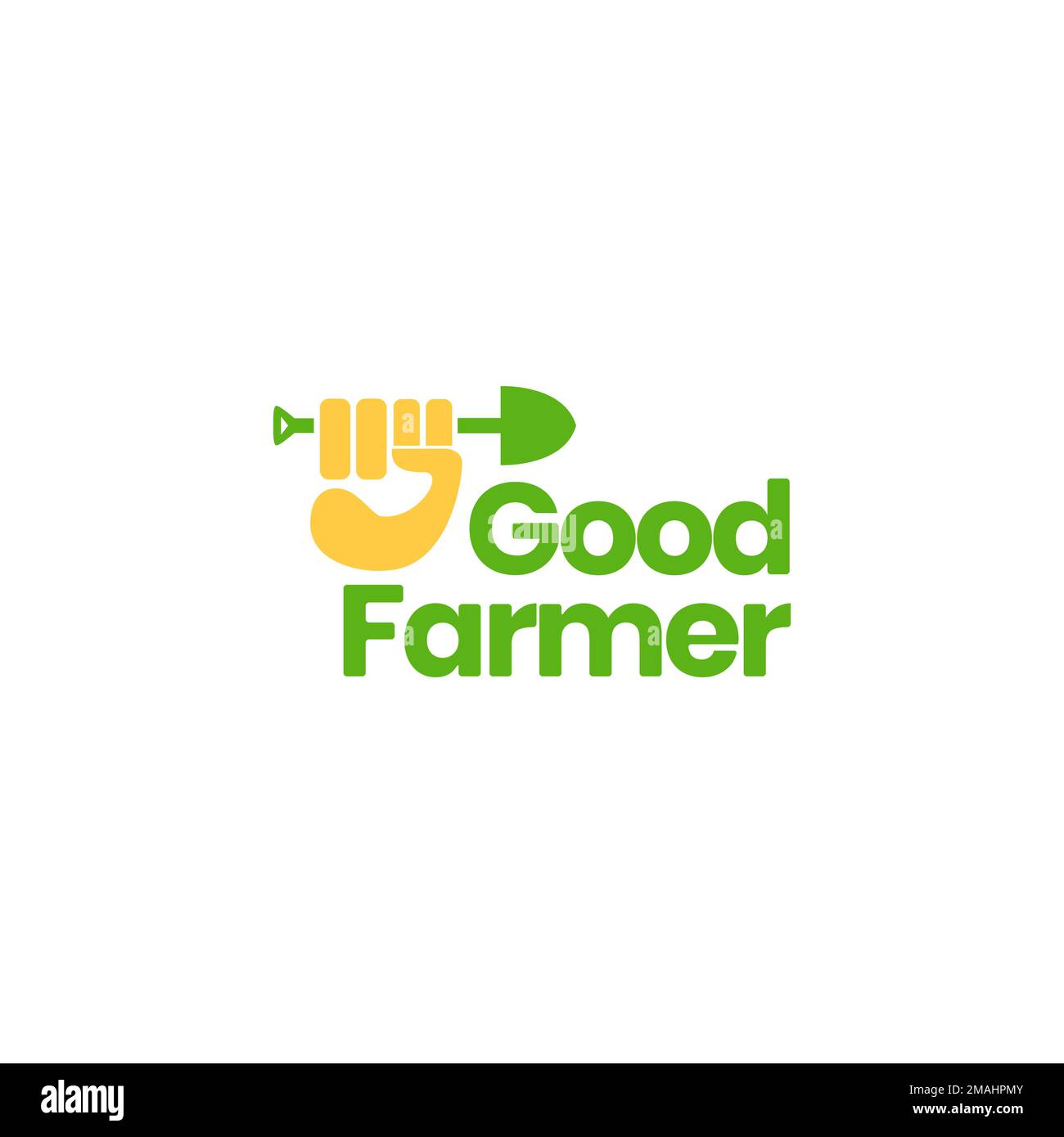 strong farmer hand hold shovel agriculture spirit vegetable and fruit ...