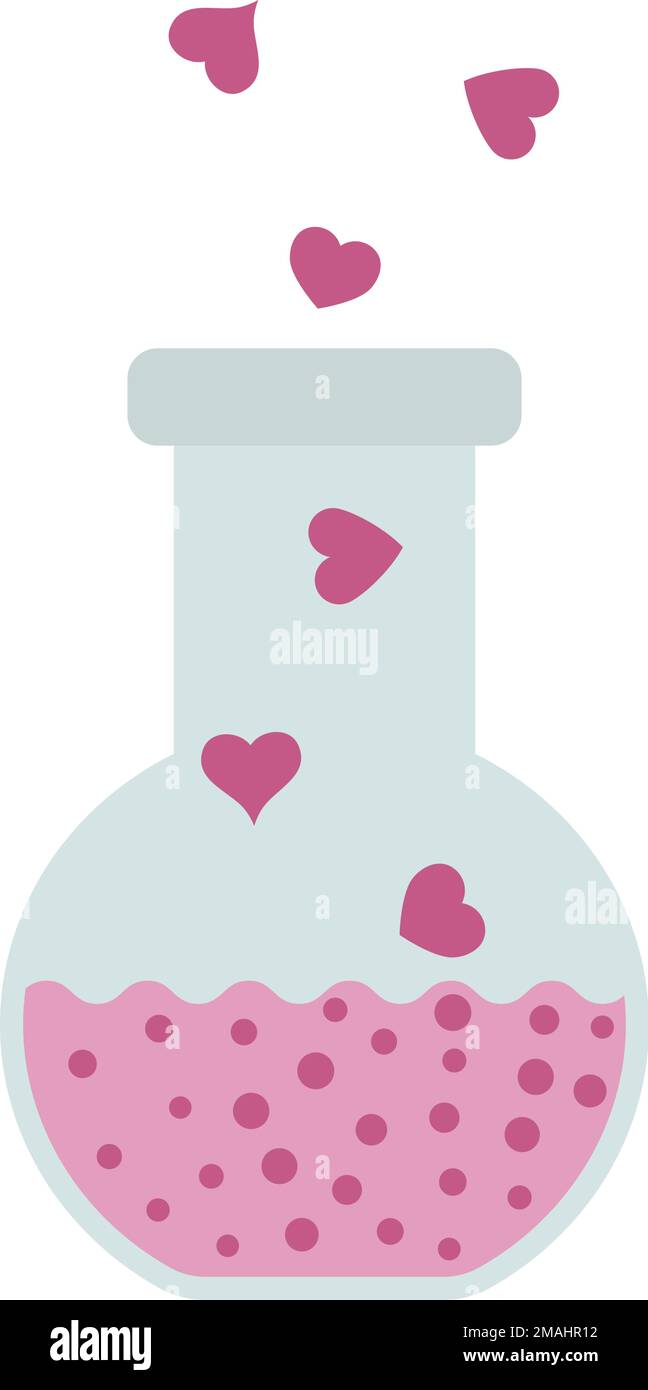 Valentine's day love potion elixir with hearts. Festive design element ...
