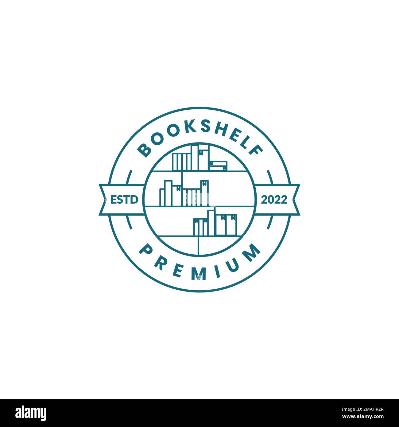 book shelf neat reading education smart vintage badge logo design ...