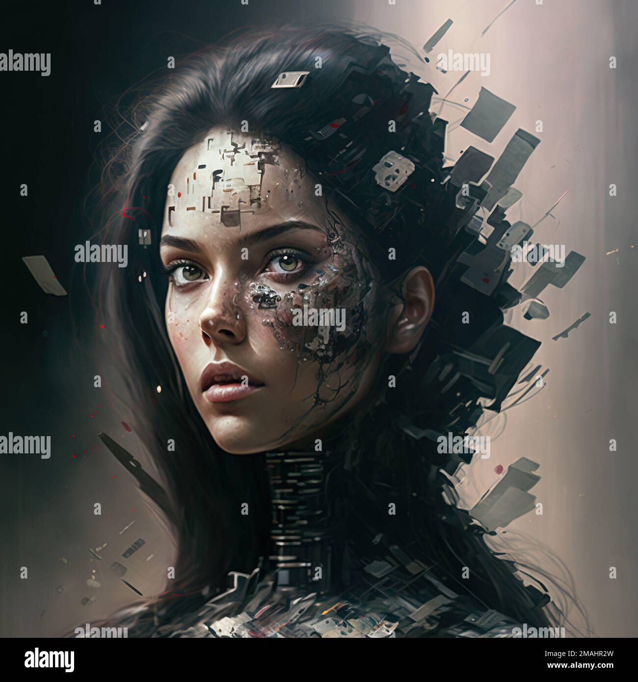 Fictional Beautiful Cyborg Woman Ai Or Artificial Intelligence Concept