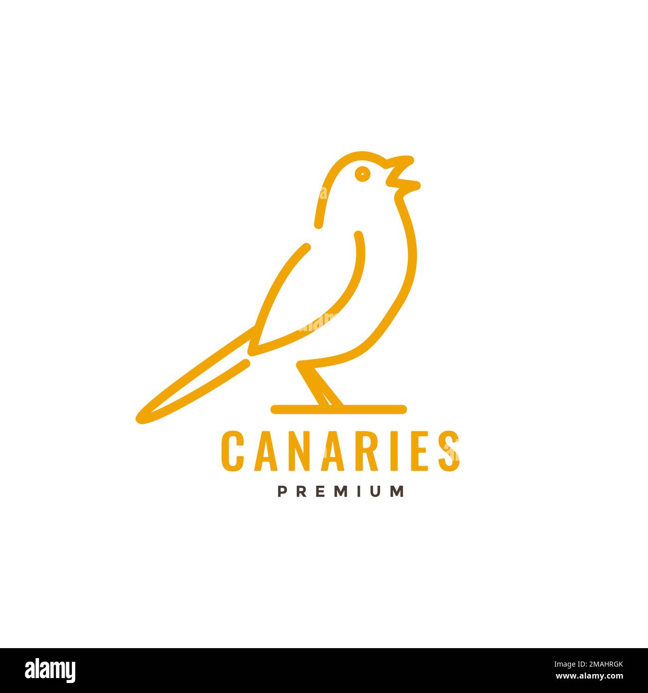 bird canary singing loud long tails lines art minimal logo design vector icon illustration ...