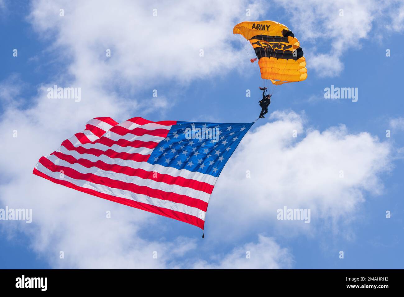Sgt. 1st Class Houston Creech of the U.S. Army Parachute Team lands the ...
