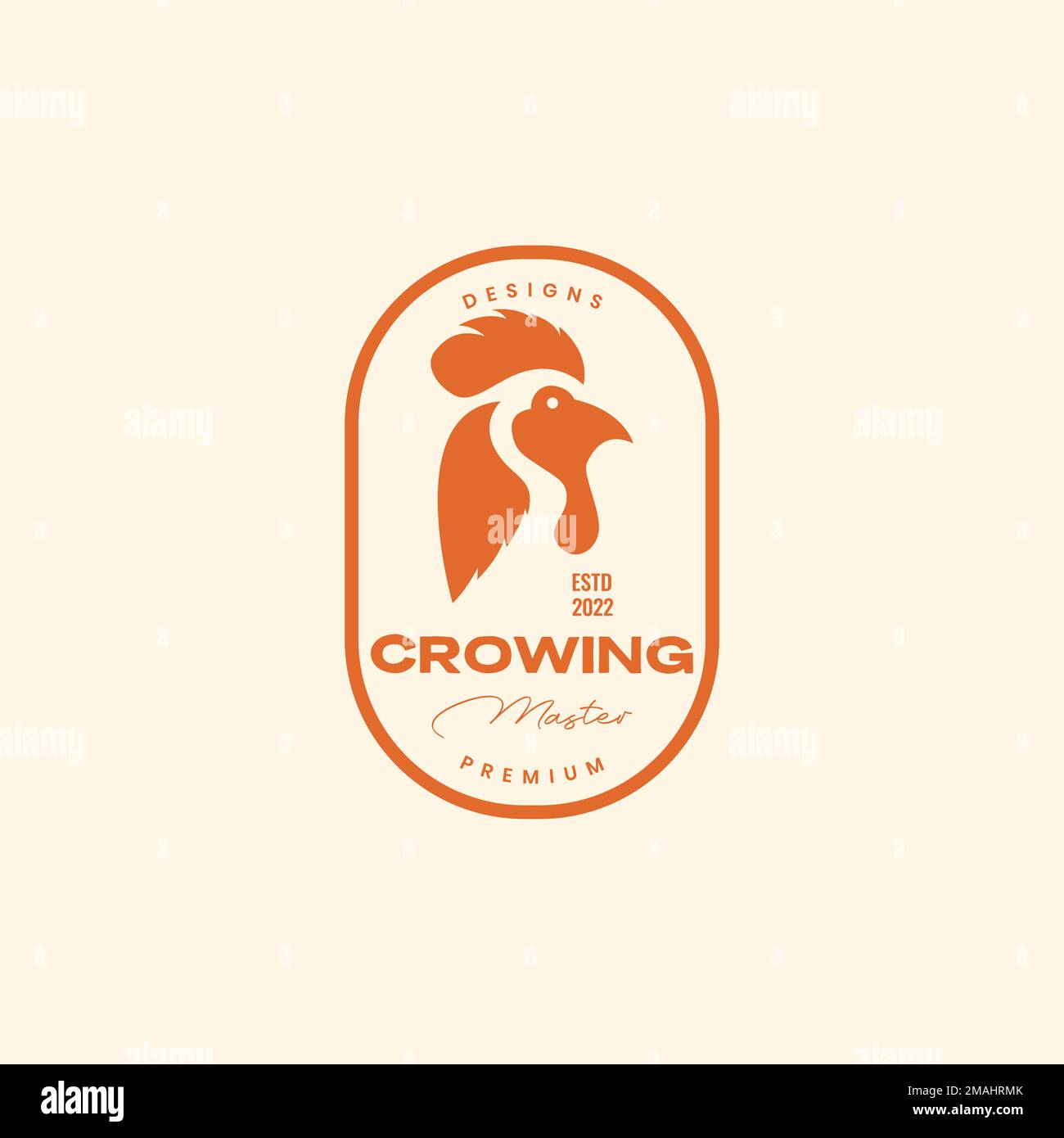 head chicken rooster poultry food badge vintage logo design vector icon ...