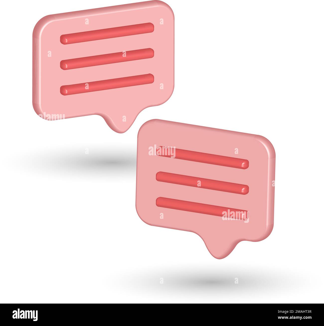 Speech vector Pink two bubbles with three lines. Application social media alert realistic 3d ...