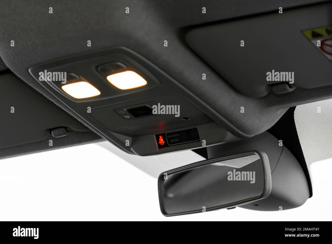 The rear view mirror inside the car Stock Photo - Alamy