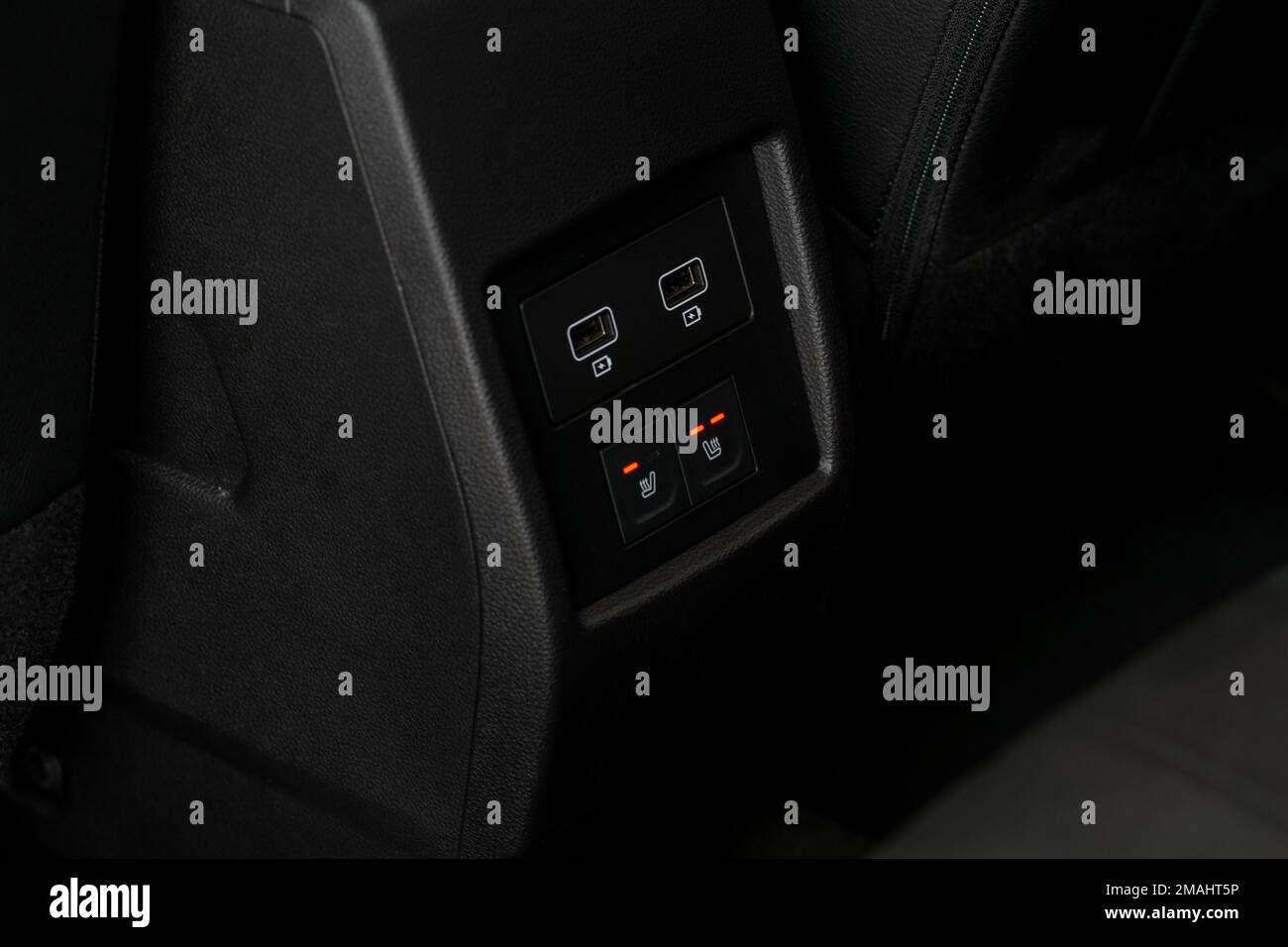 Seat heating controller buttons close up view. Car interior. Seat ...