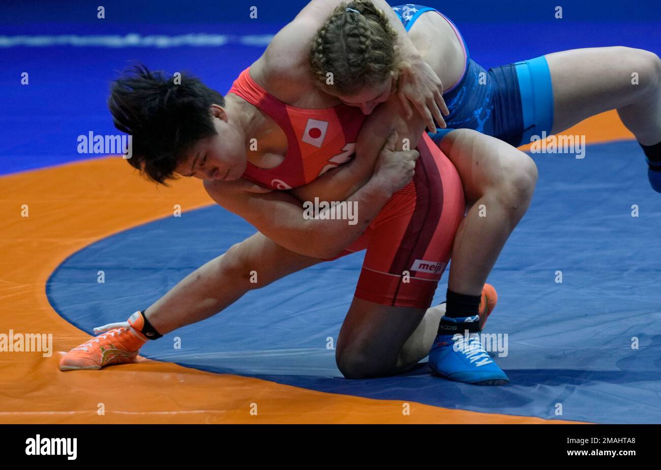 Japan's Masako Furuichi, left, and Amit Elor of the United States ...