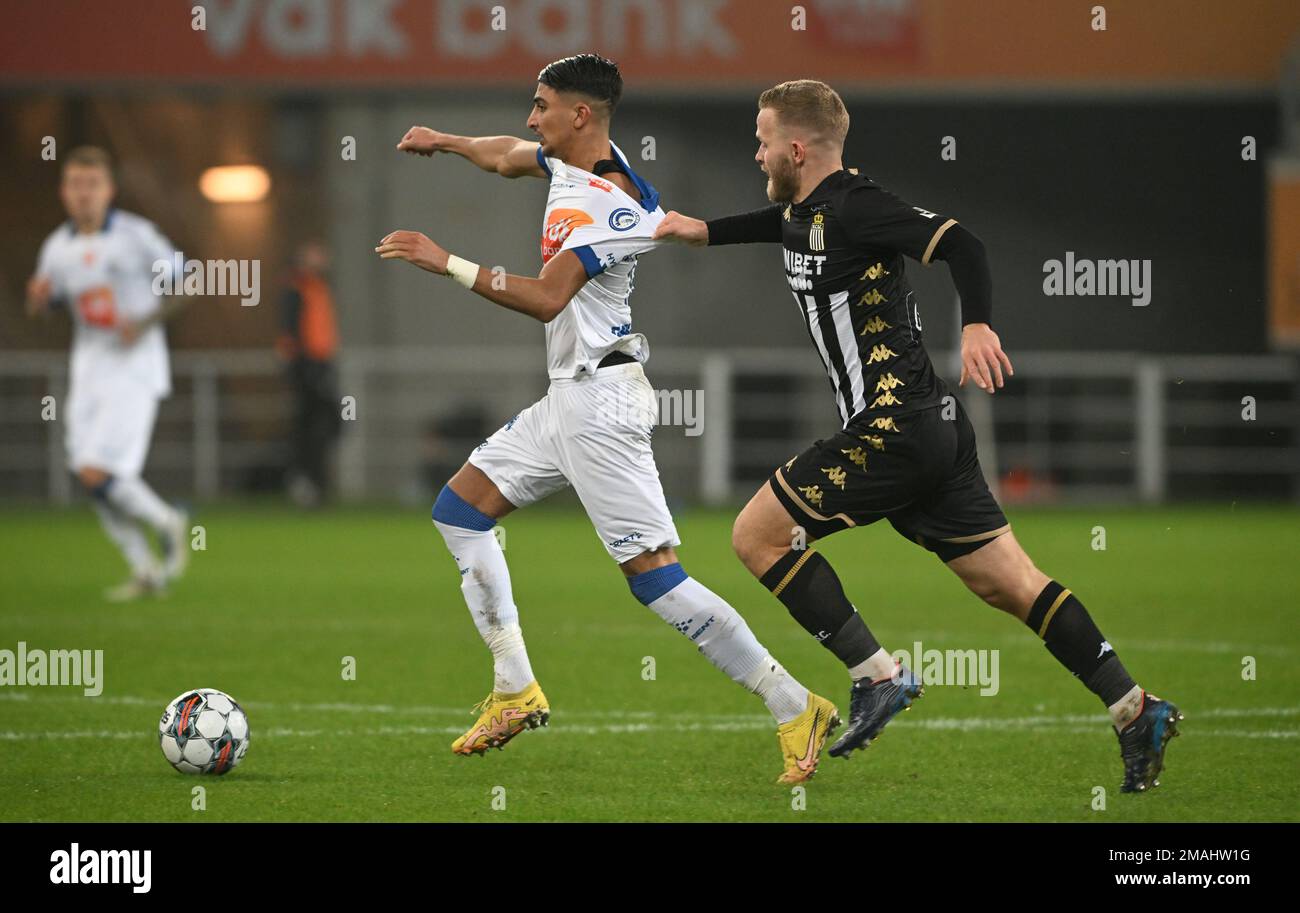 Marcinelle, Belgium. 19th Jan, 2023. Ibrahim Salah (16) of Gent ...