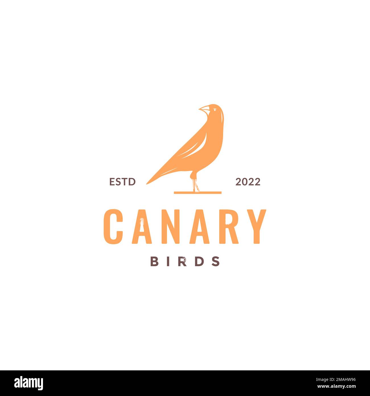canary bird singer wings long tails isolated hipster colored logo ...