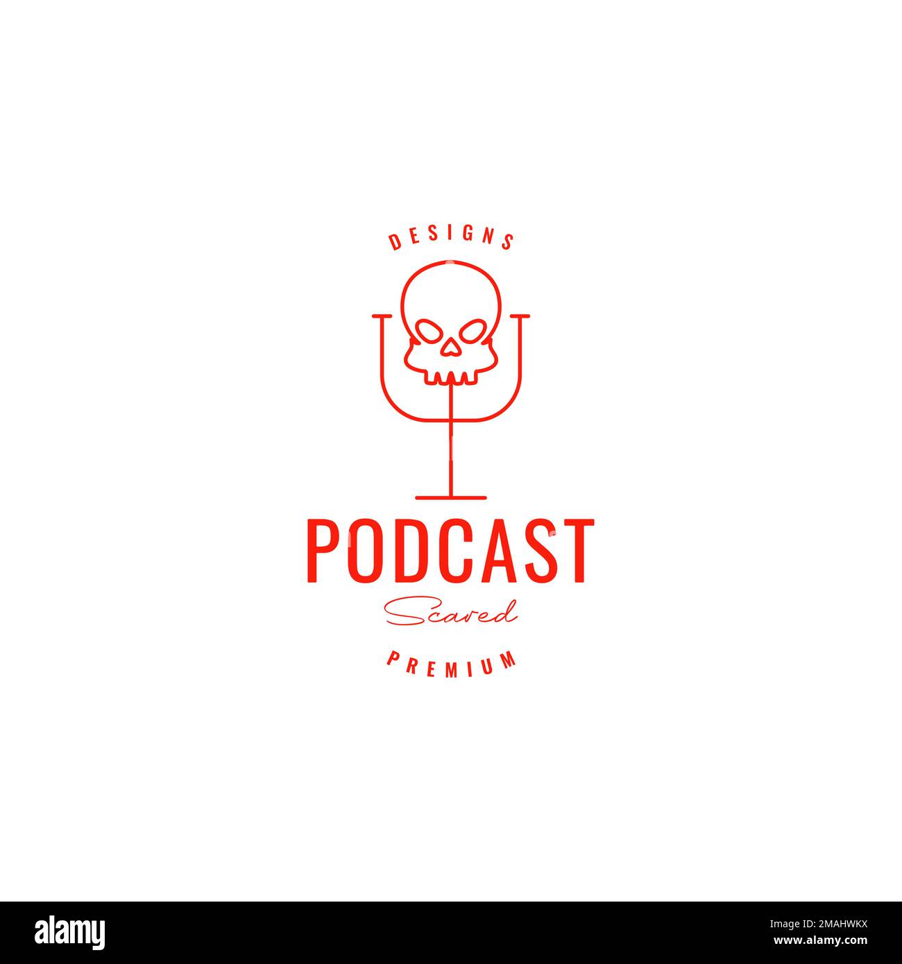 microphone podcast singing talking skull lines hipster logo design ...