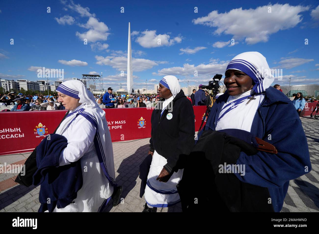 A group of nuns arrive for a Mass presided over by Pope Francis at the ...