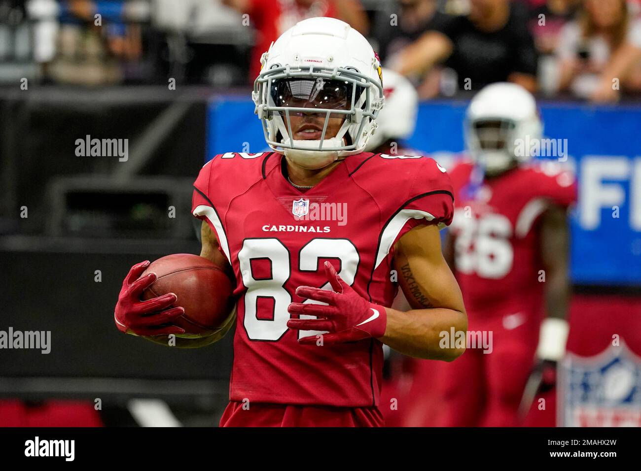 Arizona Cardinals' Andre Baccellia (82) warms up before an NFL football ...