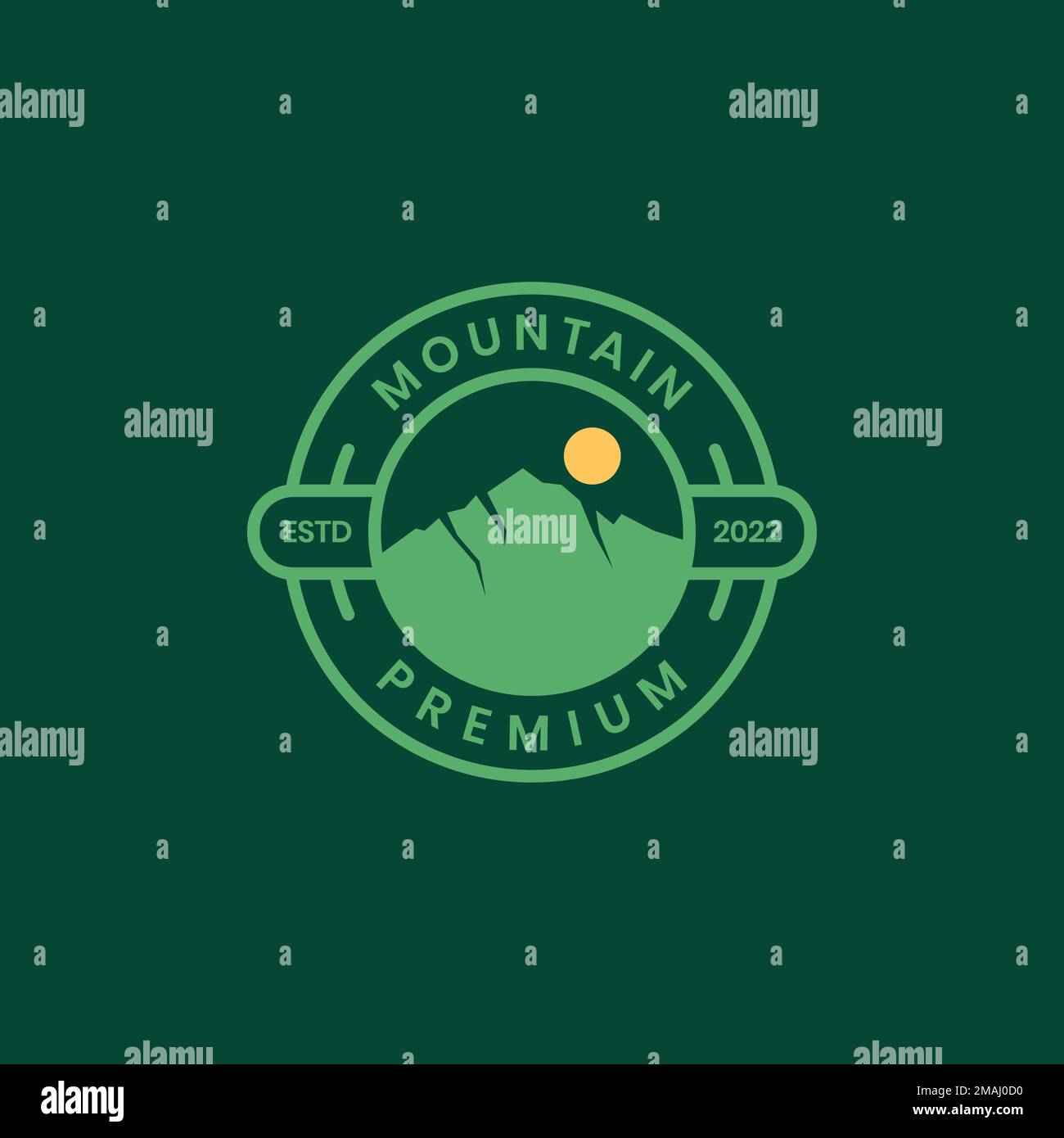 mountain and sun sunset outdoor panoramic nature badge circle vintage ...