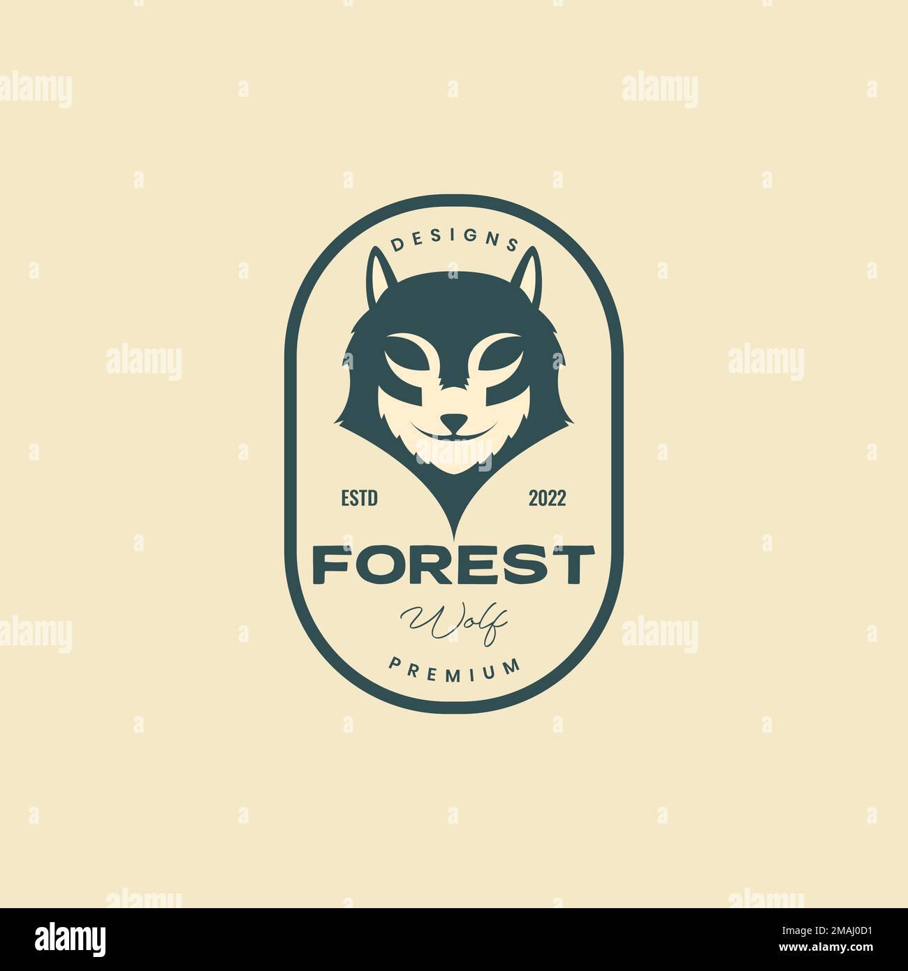 wolf head forest wildlife with badge insignia sticker vintage retro ...