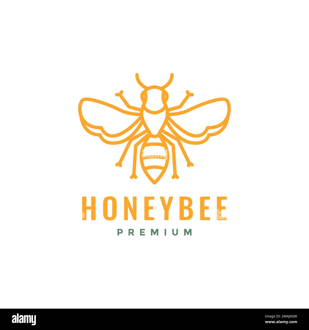 flying honey bee insect wings sting line minimal logo design vector ...