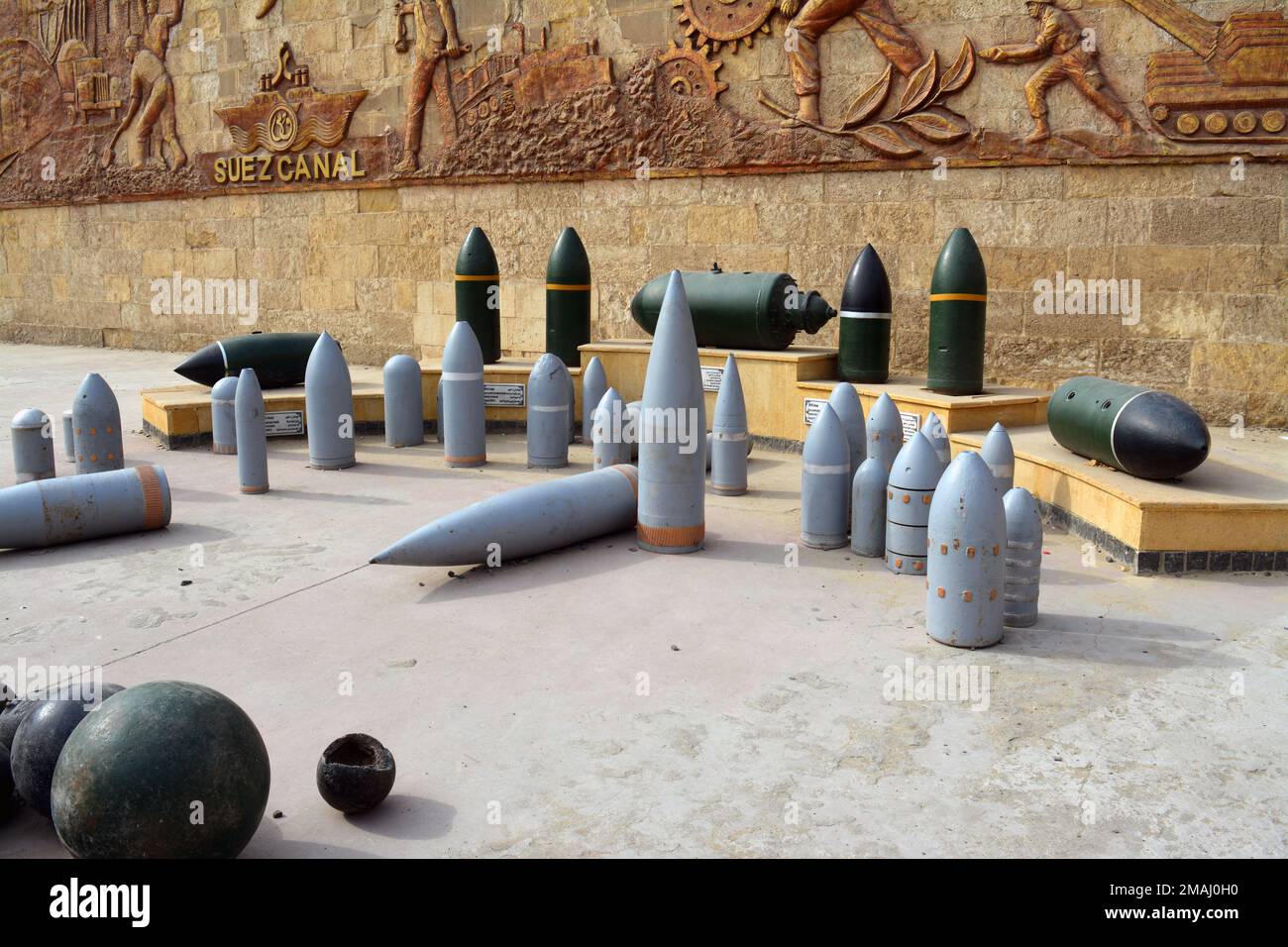 Cairo, Egypt, January 7 2023: Bombs of different types and sizes ...