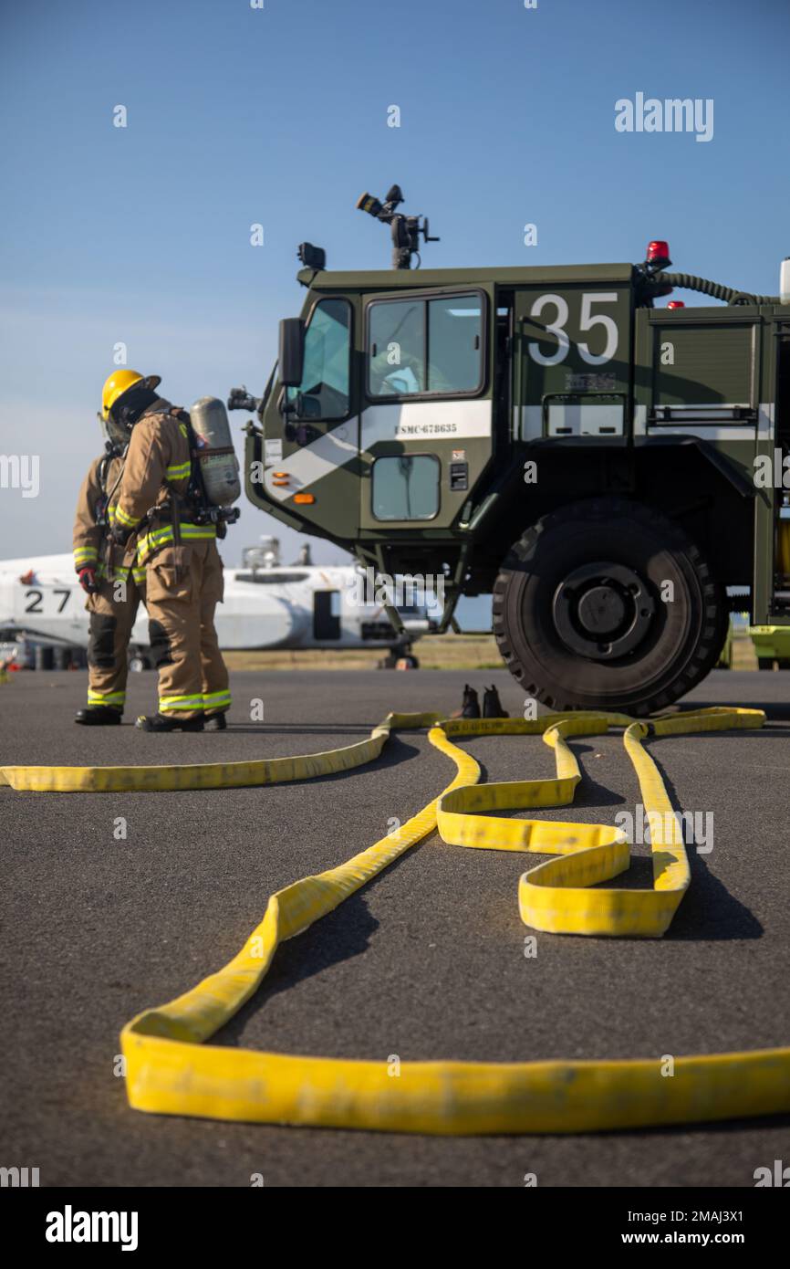 U.S. Marines with Aircraft Rescue and Firefighting of Headquarters and ...