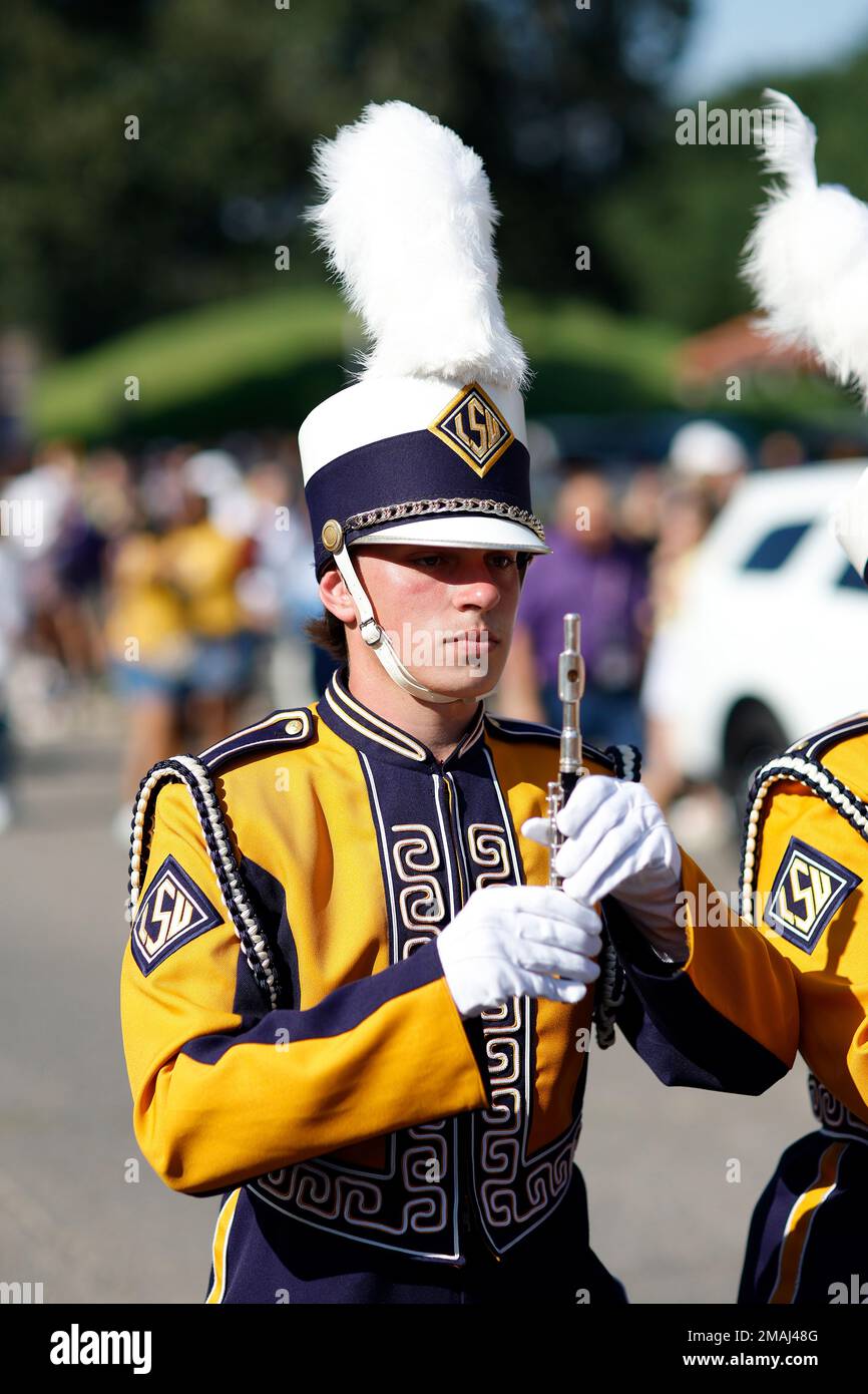 The LSU Tiger Marching Band is seen before an NCAA college football ...