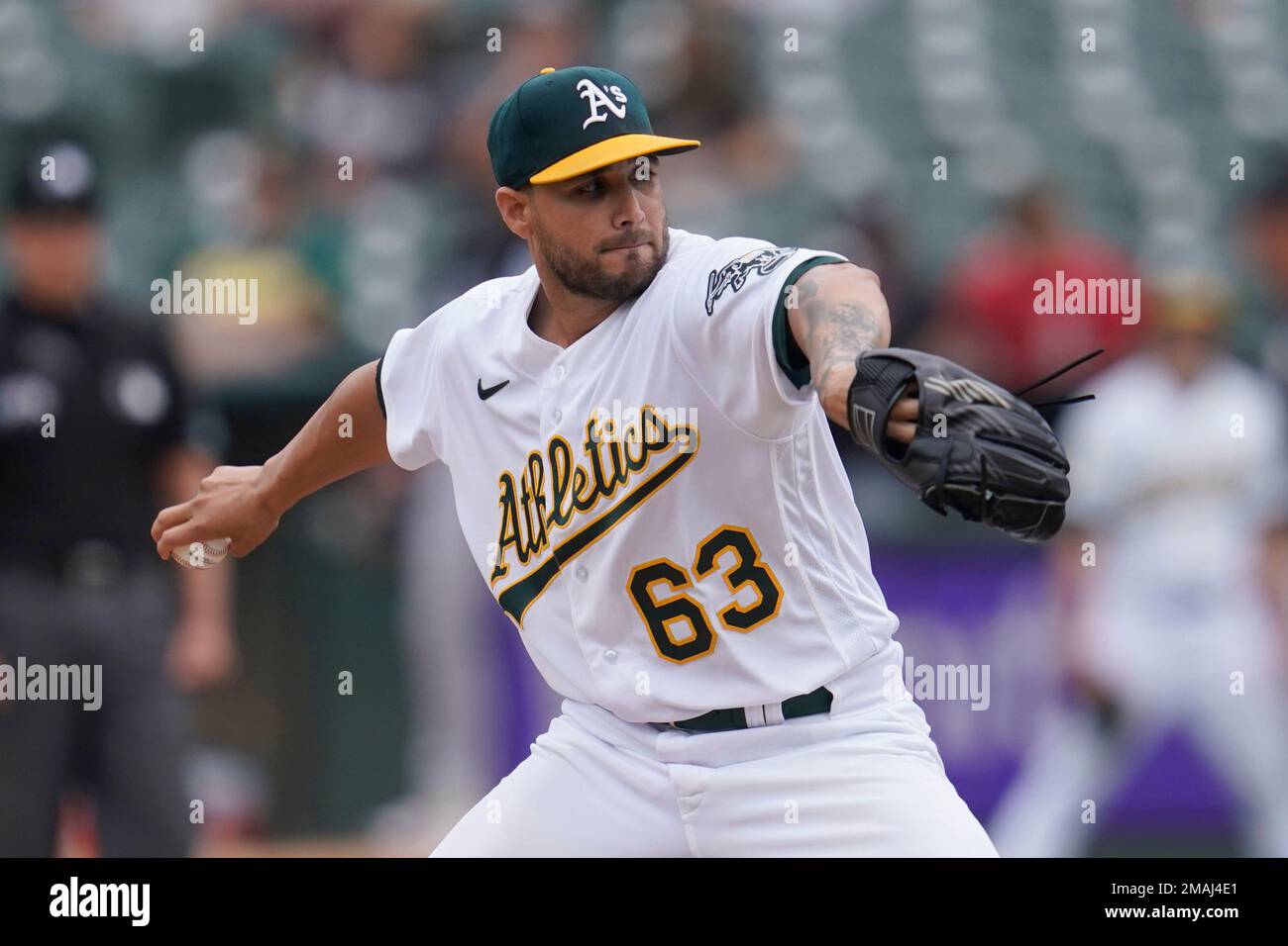 Oakland Athletics' Norge Ruiz during a baseball game against the ...