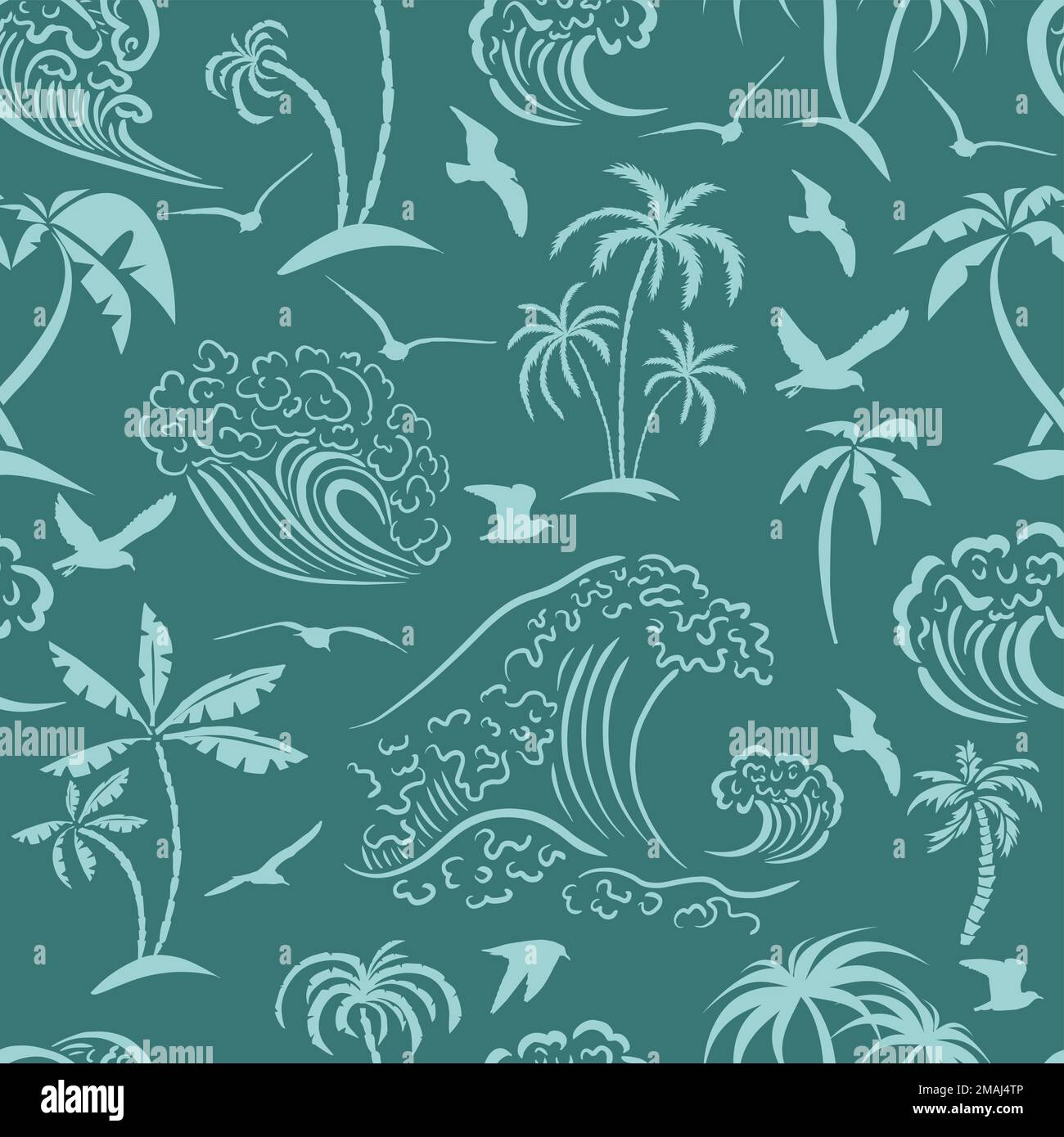 Seamless pattern palm trees and sea. Vector illustration Stock Vector ...