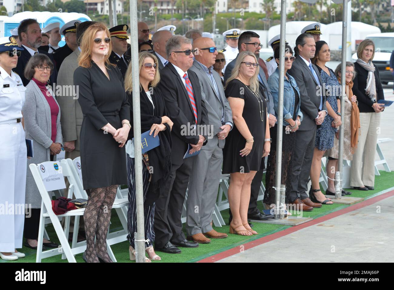 San Diego (May 27, 2022) Friends and family watch from the pier during ...