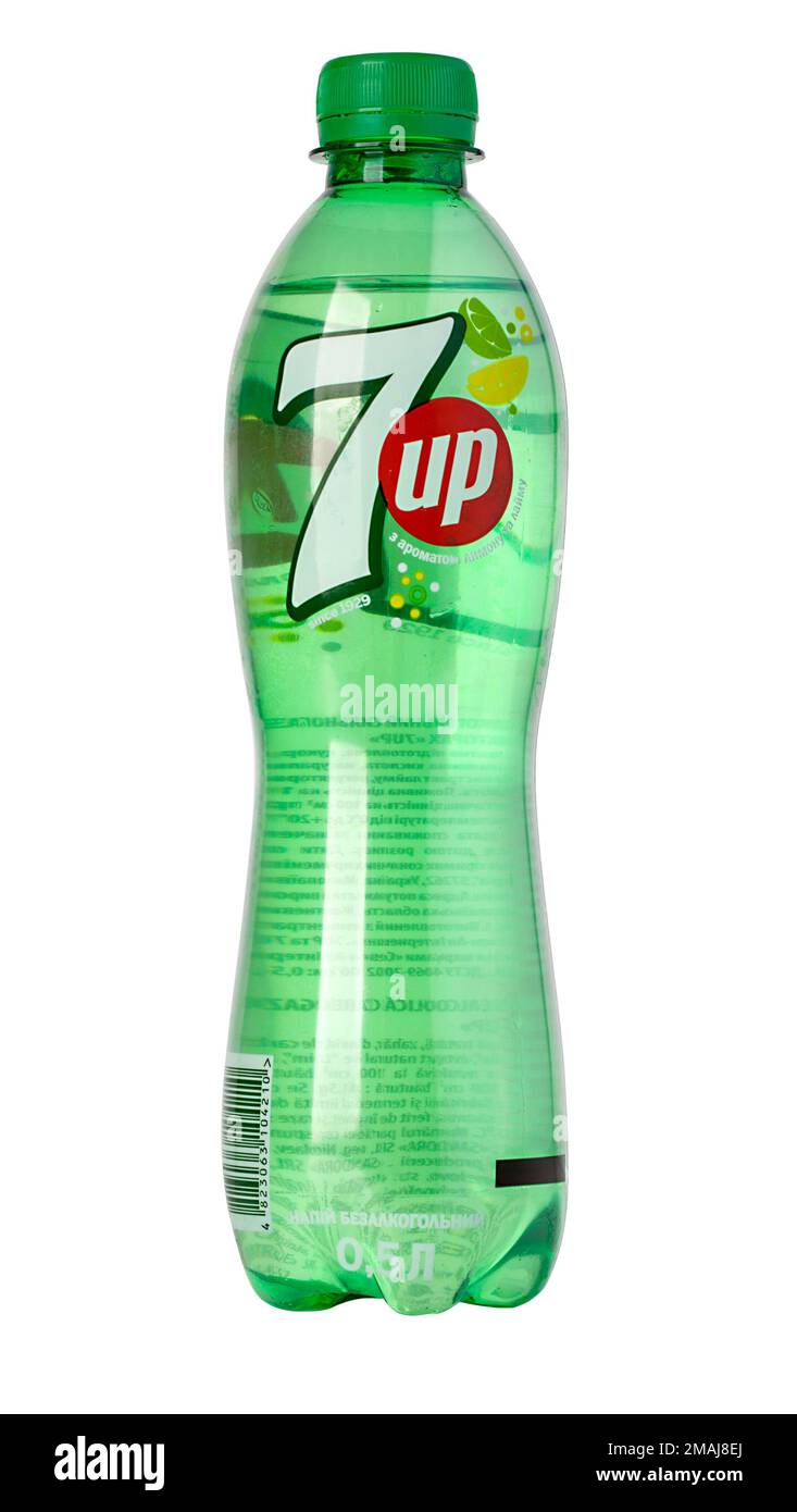 CHISINAU, MOLDOVA - jANUARY 27, 2016, Bottle of 7up Soda &up is a Lemon ...