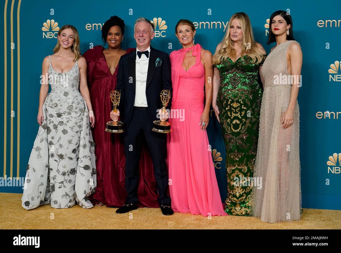 Mike White, third left, winner of the Emmys for outstanding directing ...