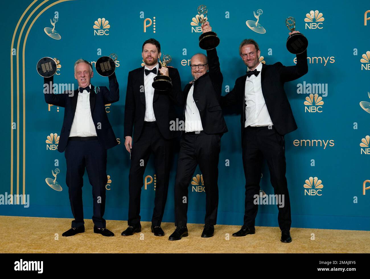 Mike White, from left, winner of the Emmys for outstanding directing ...