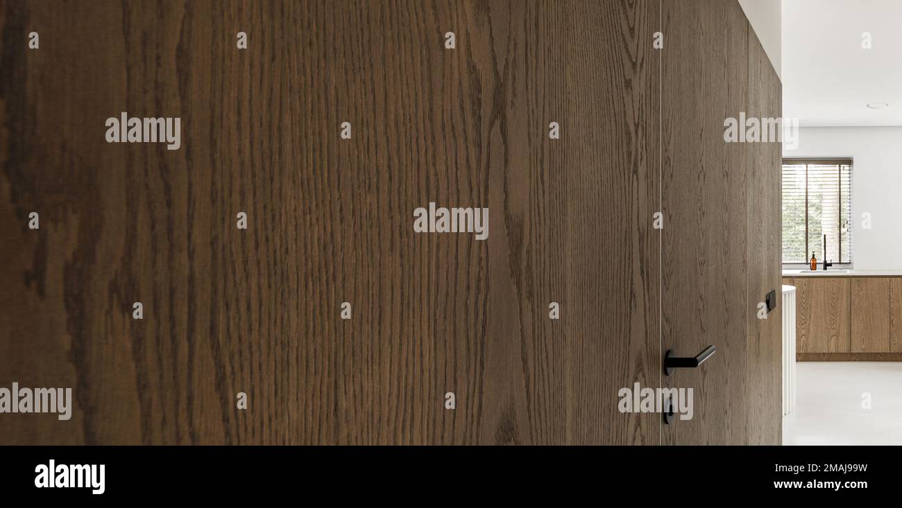 wood texture details in modern interior. Oak furniture in minimalistic ...