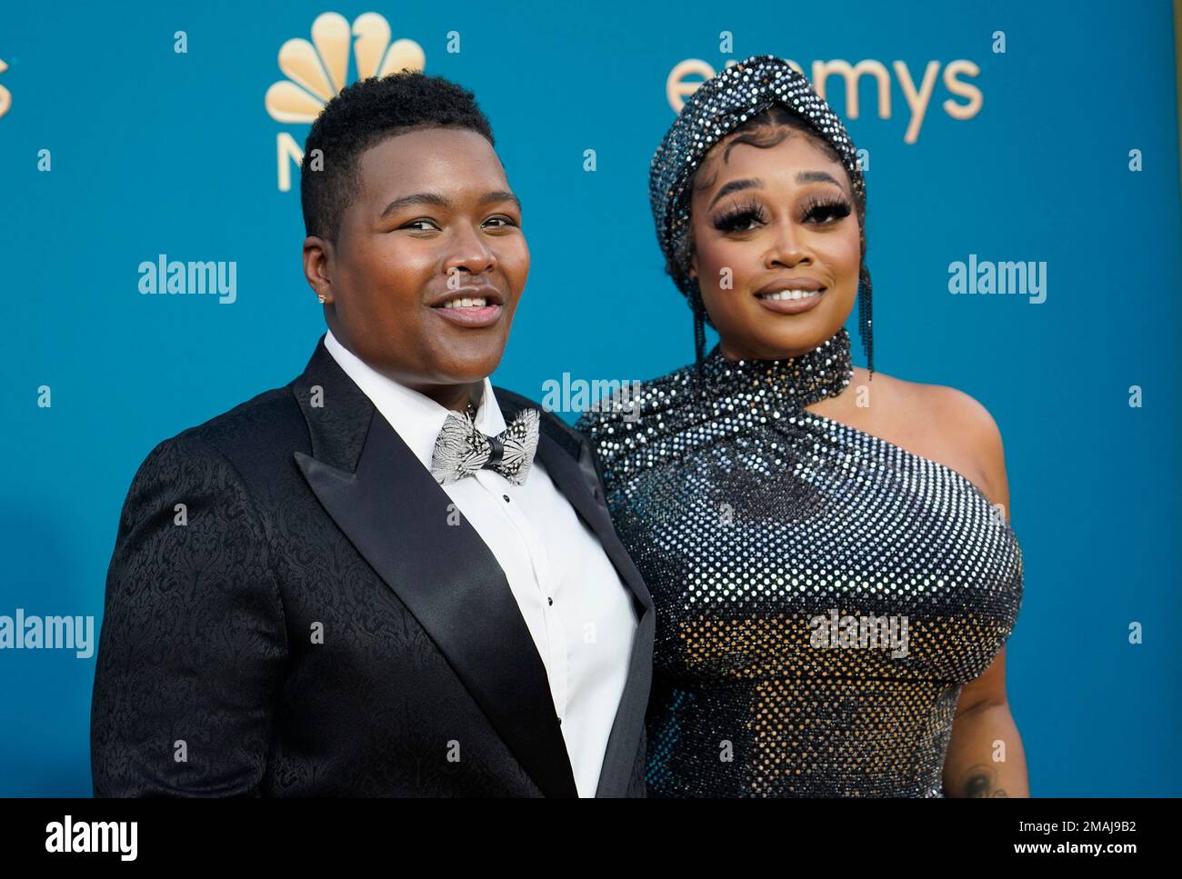 Sam Jay, left, and Yanise Monet arrive at the 74th Primetime Emmy ...