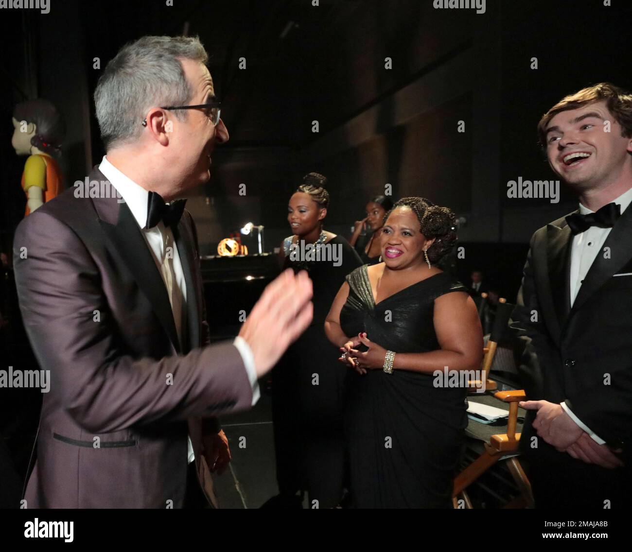 John Oliver, from left, Chandra Wilson and Freddie Highmore at the 74th ...