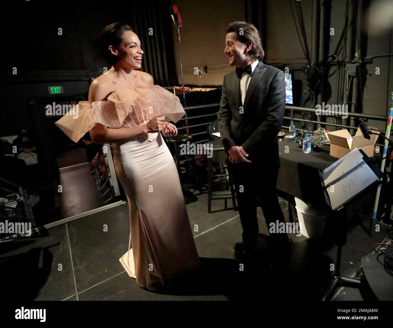 Rosario Dawson, left, and Diego Luna at the 74th Emmy Awards on Monday ...