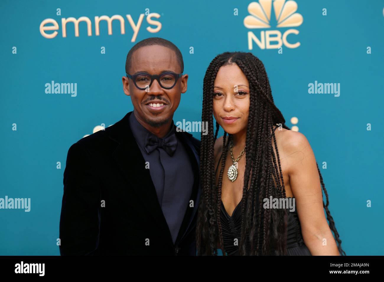 Louis Cato, left, arrives at the 74th Emmy Awards on Monday, Sept. 12 ...
