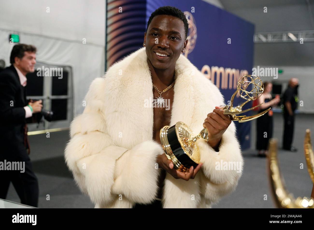 Jerrod Carmichael accepts the Emmy for outstanding writing for a ...