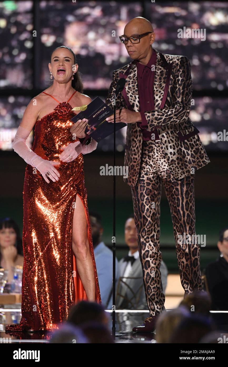 Juliette Lewis, left, and RuPaul present the Emmy for outstanding ...