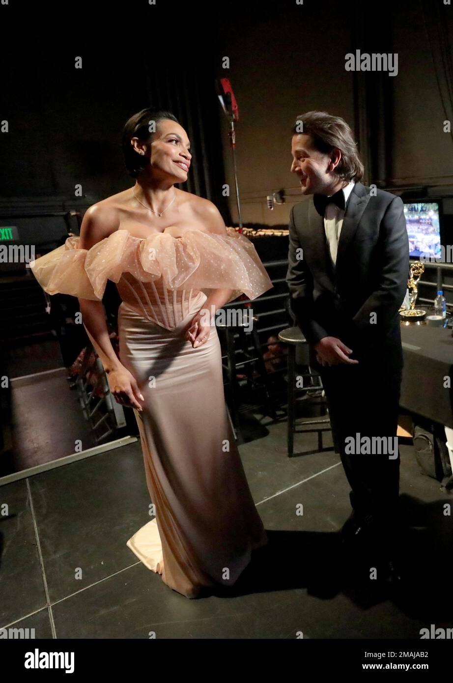 Rosario Dawson, left, and Diego Luna at the 74th Emmy Awards on Monday ...