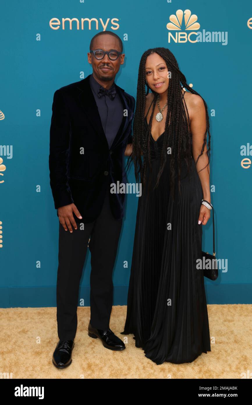 Louis Cato, left, arrives at the 74th Emmy Awards on Monday, Sept. 12 ...