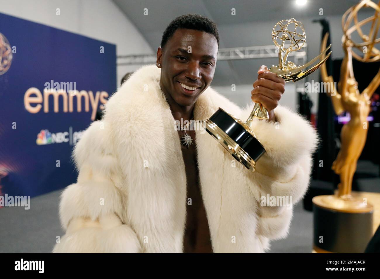 Jerrod Carmichael accepts the Emmy for outstanding writing for a ...