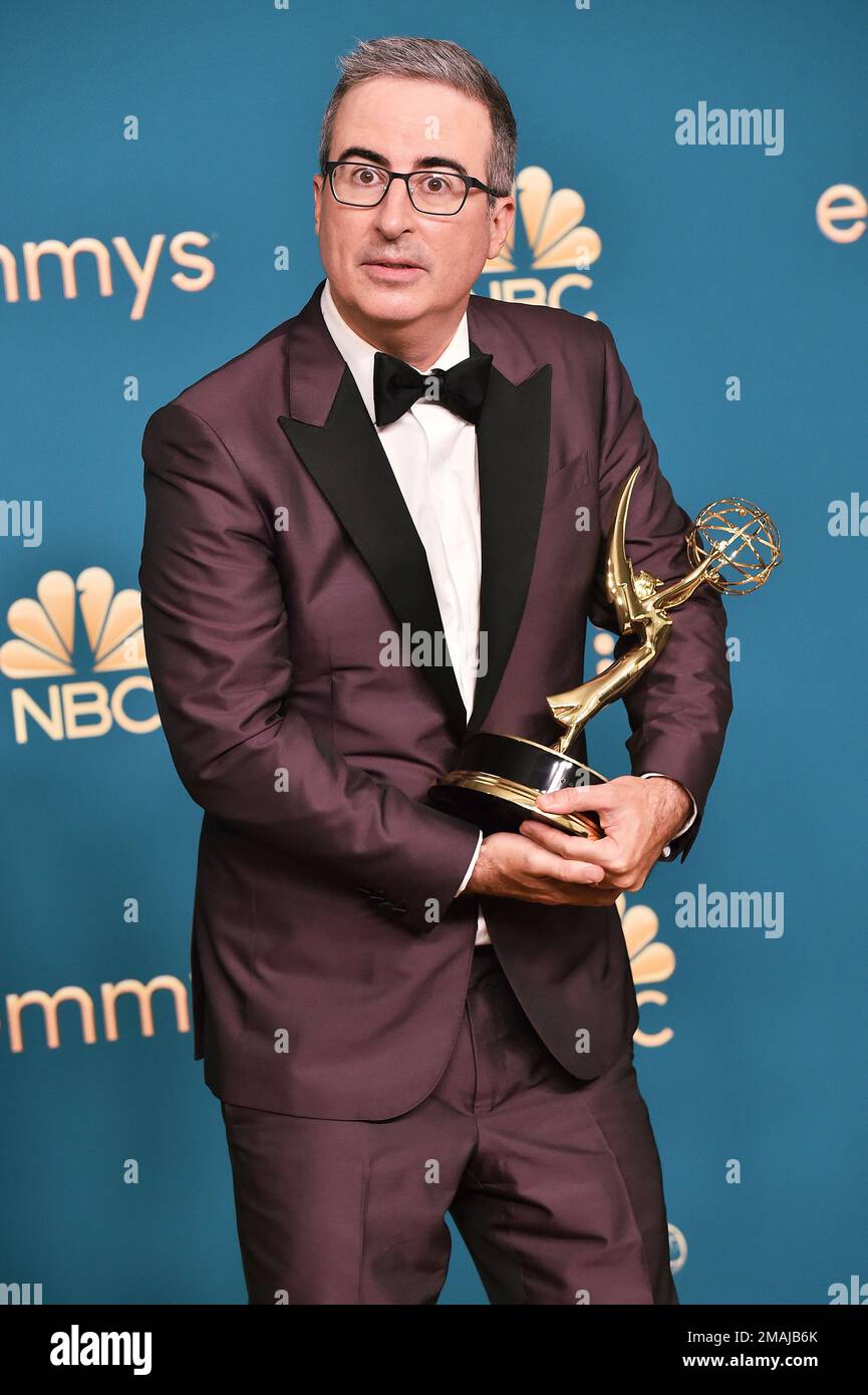 John Oliver poses with the Emmy for outstanding variety talk series for ...