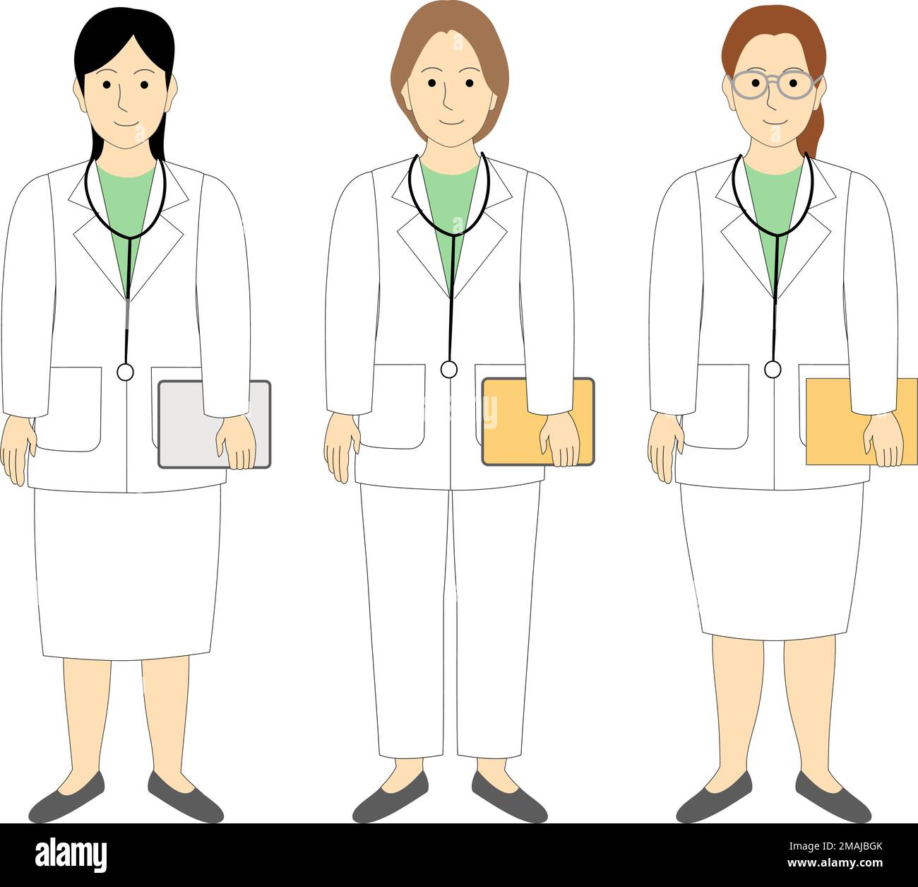 A set of female veterinarian, doctors with white background Stock Photo ...