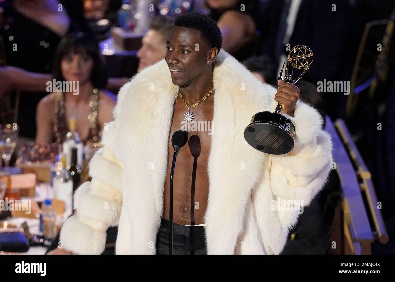 Jerrod Carmichael accepts the Emmy for outstanding writing for a ...
