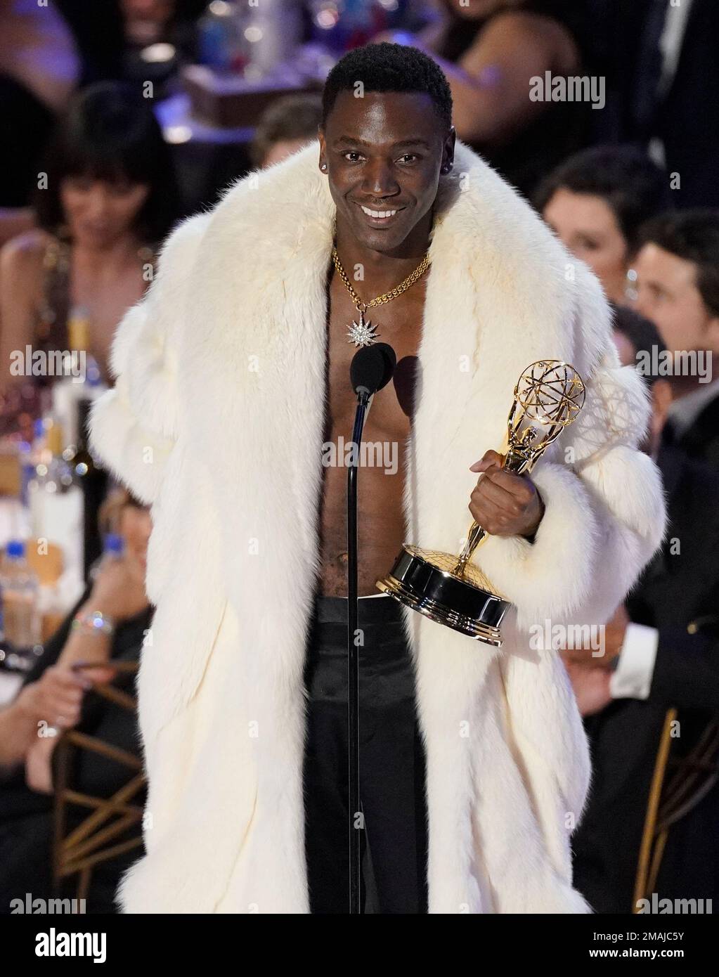 Jerrod Carmichael accepts the Emmy for outstanding writing for a ...