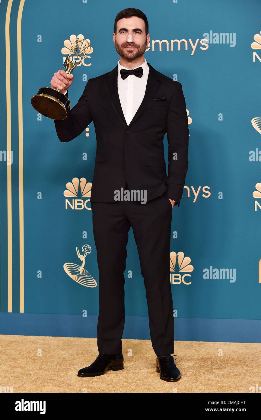 Brett Goldstein poses with the Emmy for outstanding supporting actor in ...