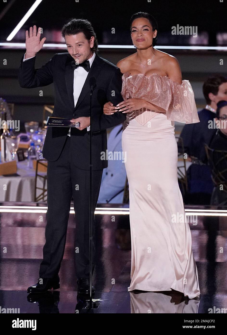 Diego Luna, left, and Rosario Dawson presents the Emmy for outstanding ...